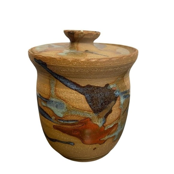 Handmade | Kitchen | Studio Pottery Hand Thrown Lidded Jar Stoneware ...